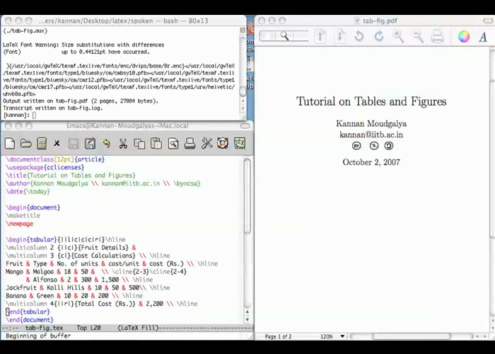 font size latex table